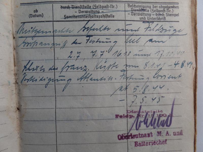 Kurland Docs | Soldbuch KM - Mar.Flak Abt.704 - "Atlantik Festung ...