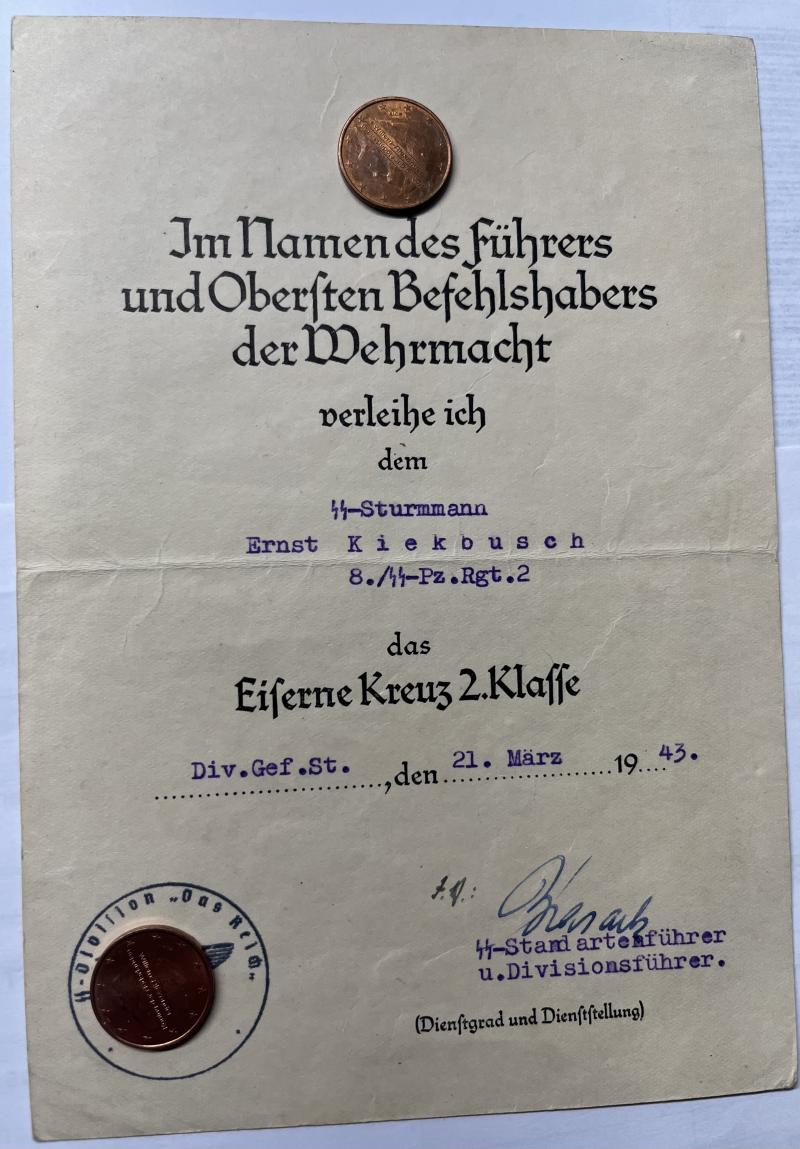 Kurland Docs | "Waffen-SS" - citation - "Das Reich" - Kiekbusch